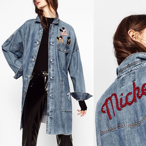 Zara | Jackets & Coats | Zara Disney Mickey Mouse Denim Duster | Poshmark
